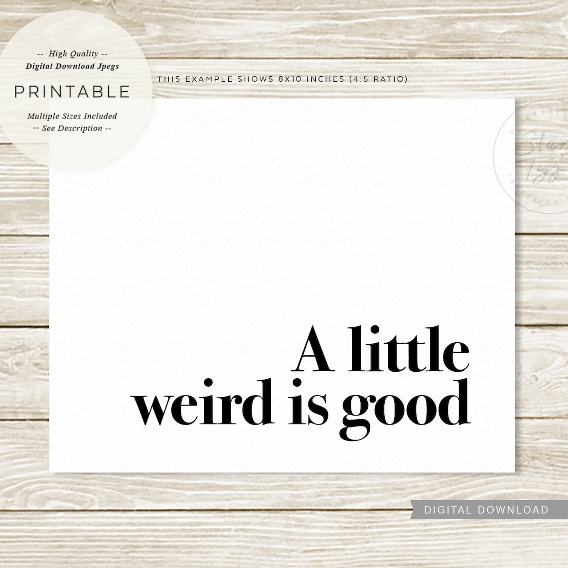 A Little Weird Is Good PRINTABLE Wall Art Weird Quote Dorm | Etsy