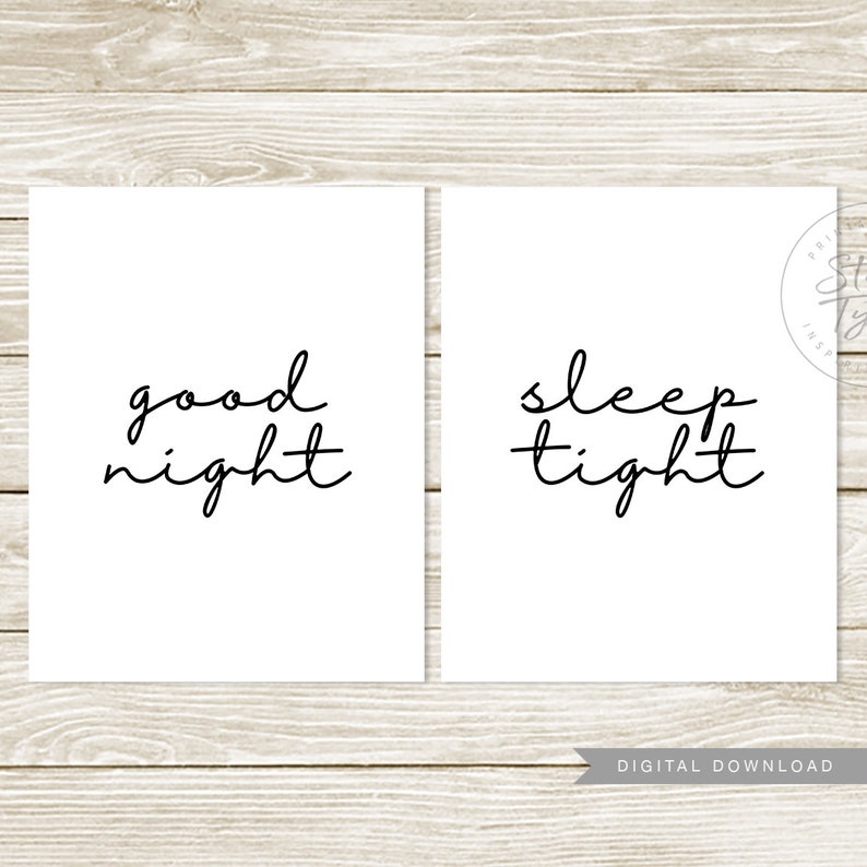 Good Night Sleep Tight PRINTABLE Wall Art Set of 2 Above Bed - Etsy