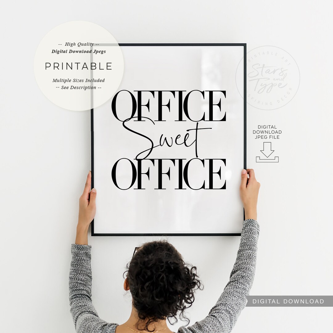 Office Sweet Office, PRINTABLE Wall Art, Home Office Decor Sign ...