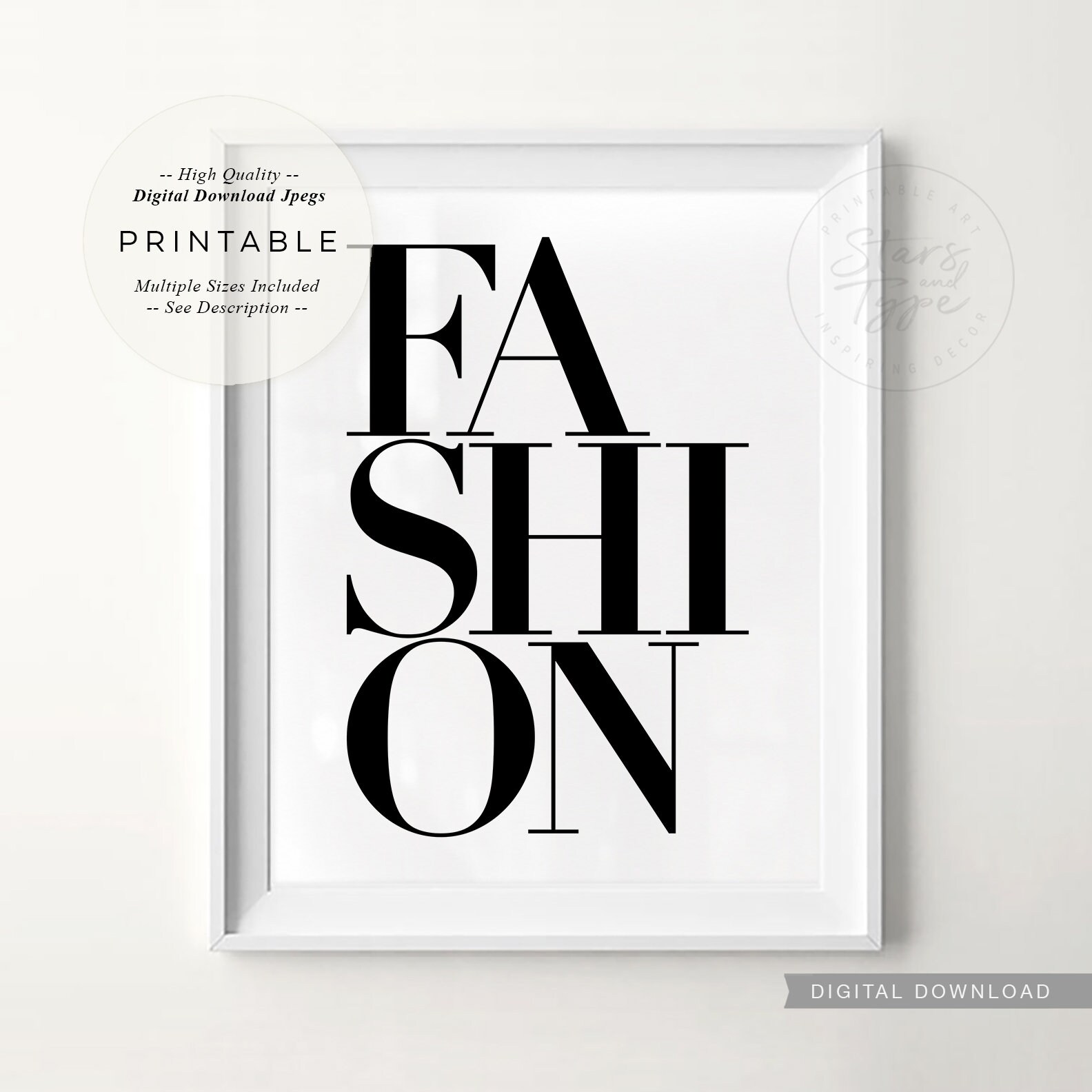 Fashion Typography PRINTABLE Art Gallery Wall Black and - Etsy UK