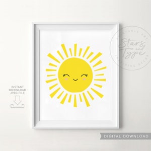 Sun Shining, Happy Smiling Yellow Sunshine, PRINTABLE Wall Art, Sun ...