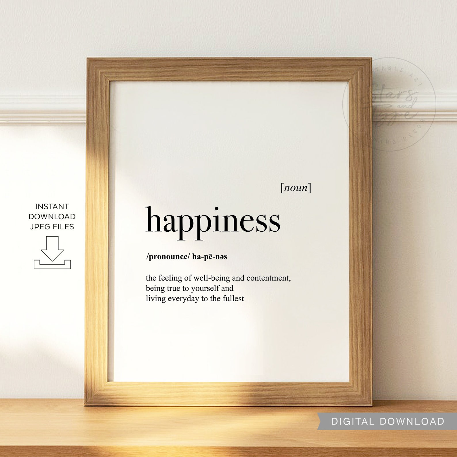 Happiness Definition PRINTABLE Art Dictionary Meaning Happy - Etsy