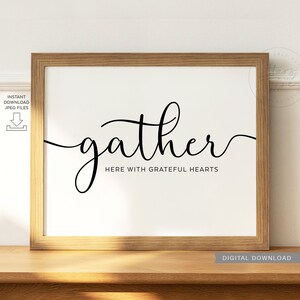 Gather Here With Grateful Hearts PRINTABLE Wall Art Kitchen - Etsy