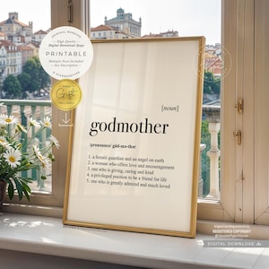 Godmother Definition, PRINTABLE Art, Baptism Christening Gift, Digital ...