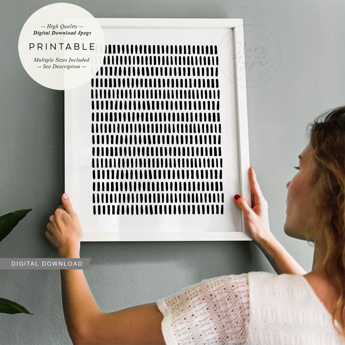 Abstract Black Lines Pattern PRINTABLE Wall Art Boho Modern - Etsy