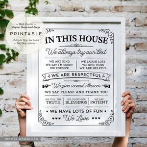 Family House Home Rules PRINTABLE Wall Art in This House We - Etsy UK