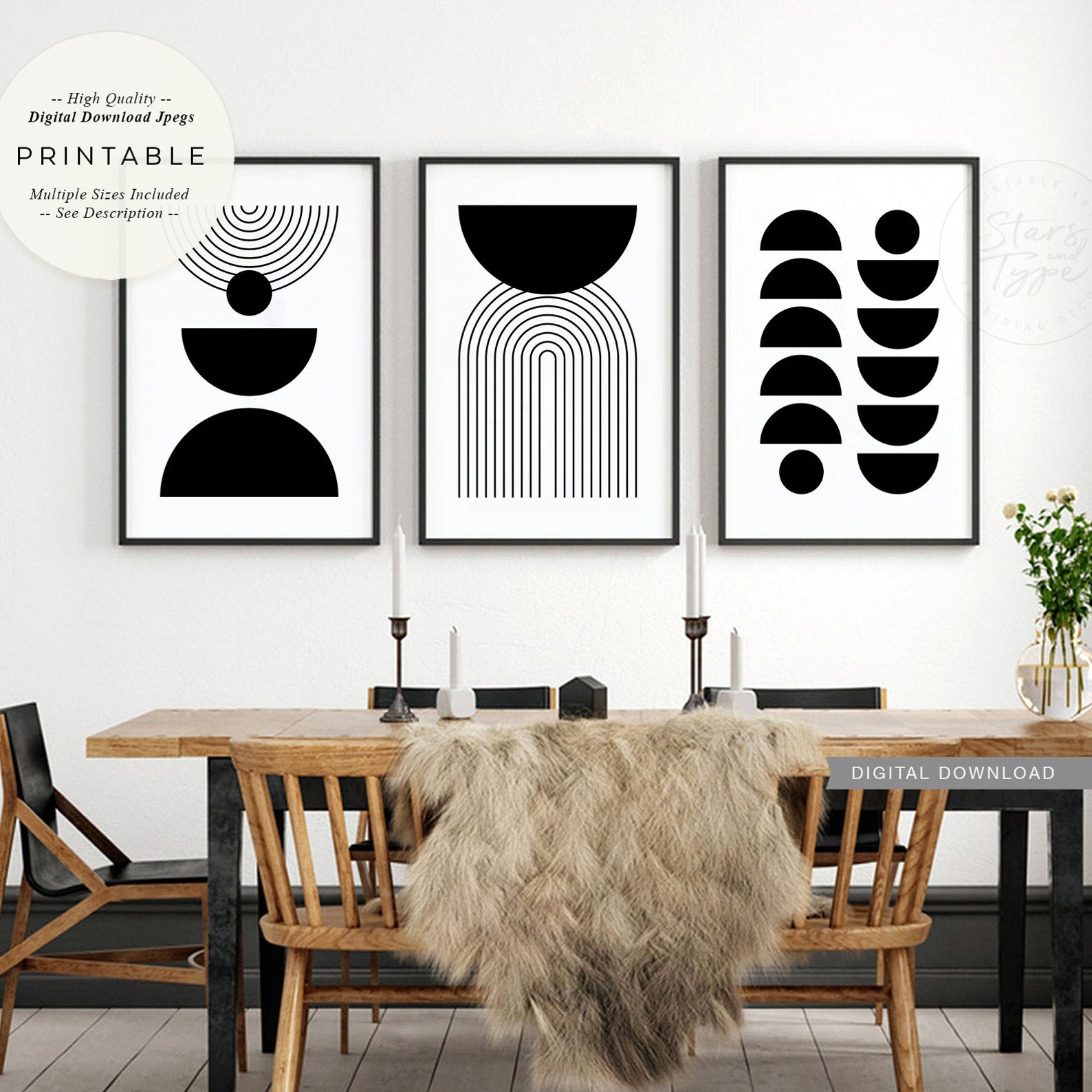 Geometric Arches Mid Century Modern PRINTABLES Set of 3 - Etsy