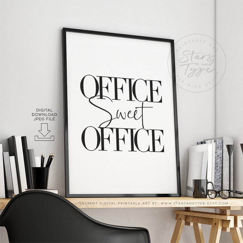 Office Sweet Office PRINTABLE Wall Art Home Office Decor | Etsy