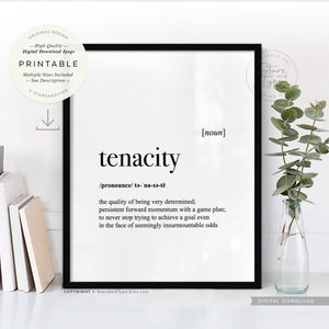 Tenacity Definition, PRINTABLE Office Desk Art, Dictionary Meaning ...