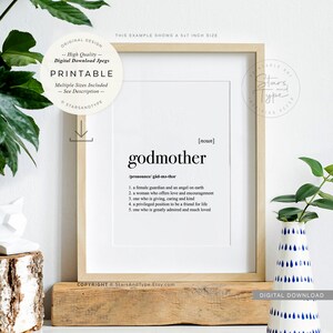 Godmother Definition, PRINTABLE Art Decor, Dictionary Meaning, Baptism ...