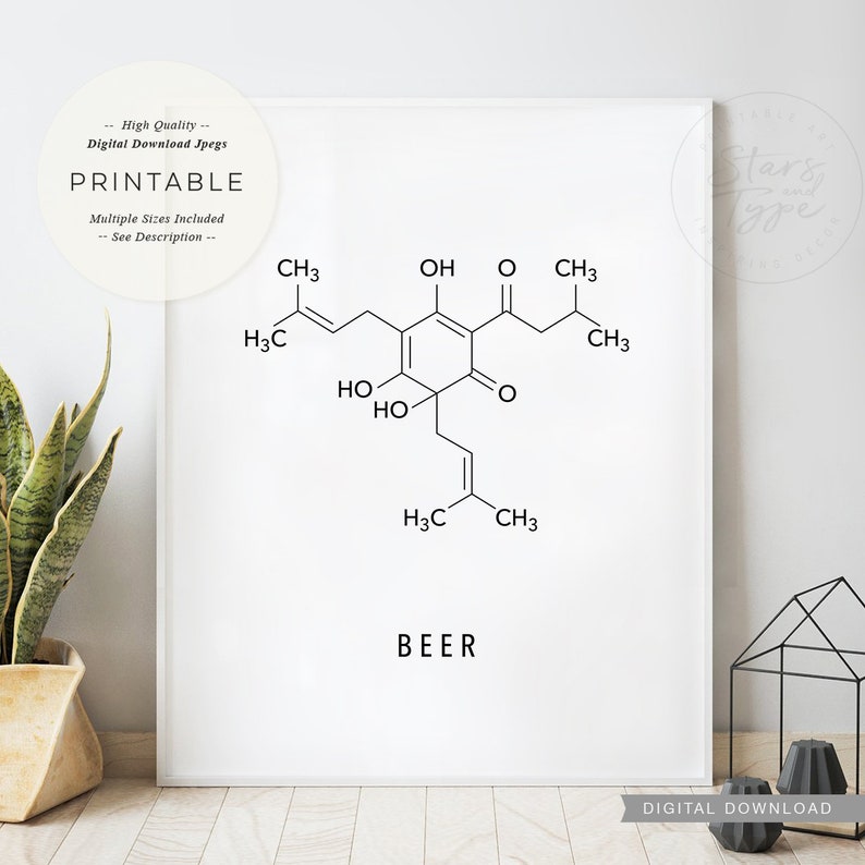Beer Molecule PRINTABLE Wall Art Molecule Science Chemistry | Etsy