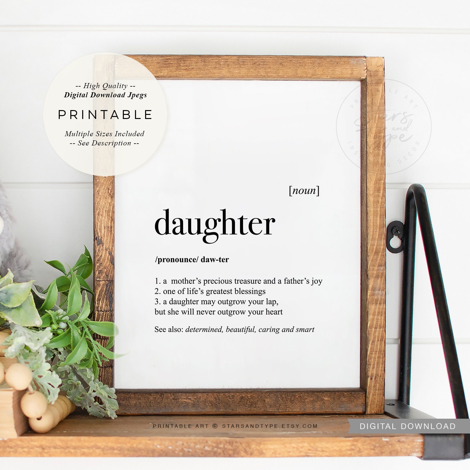 Daughter Definition PRINTABLE Art Special Birthday Gift - Etsy UK