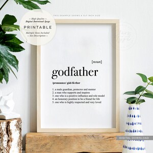 Godfather Definition PRINTABLE Art God Father Baptism - Etsy UK