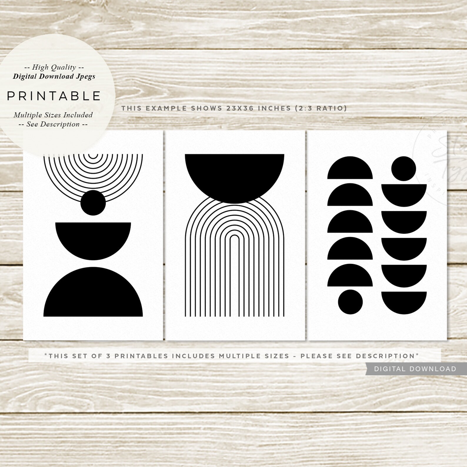 Geometric Arches Mid Century Modern PRINTABLES Set of 3 - Etsy