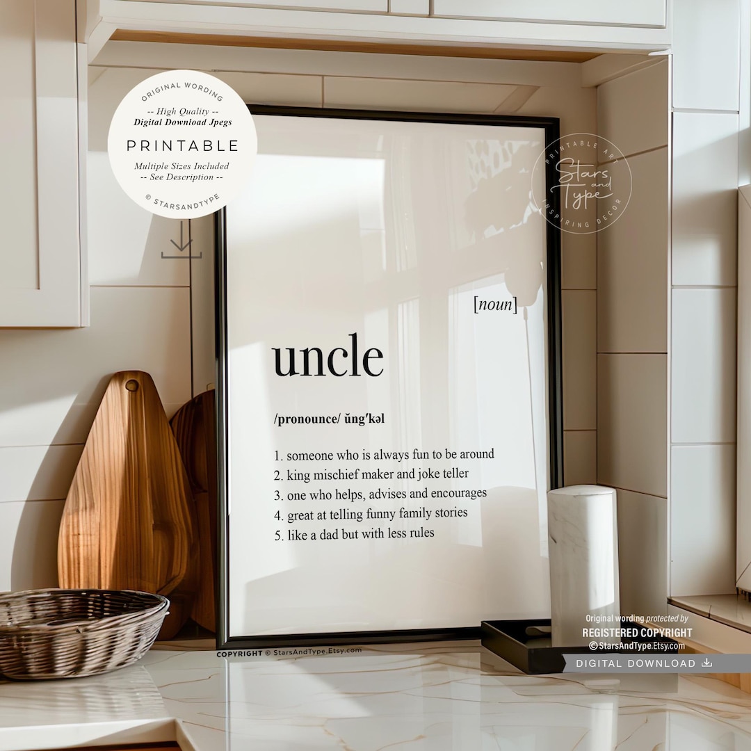 Uncle Definition PRINTABLE Art, Gift for Special Uncle, Dictionary ...