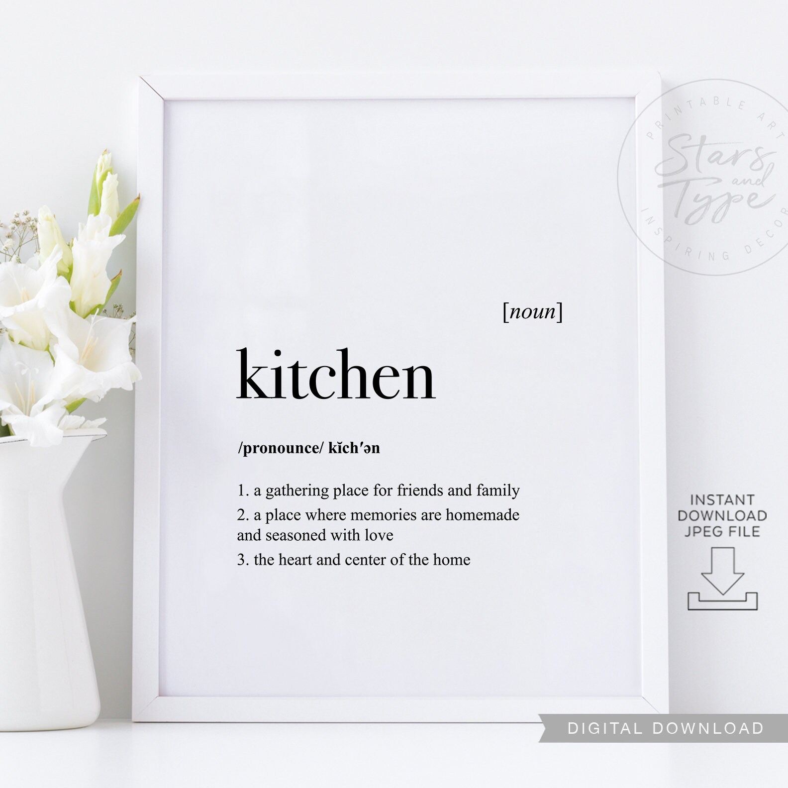 Kitchen Definition PRINTABLE Art Dictionary Meaning Quote | Etsy