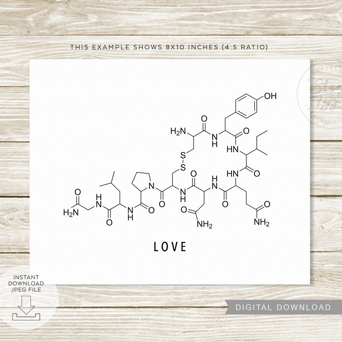 Love Molecule PRINTABLE Wall Art Oxytocin Molecule Science - Etsy UK