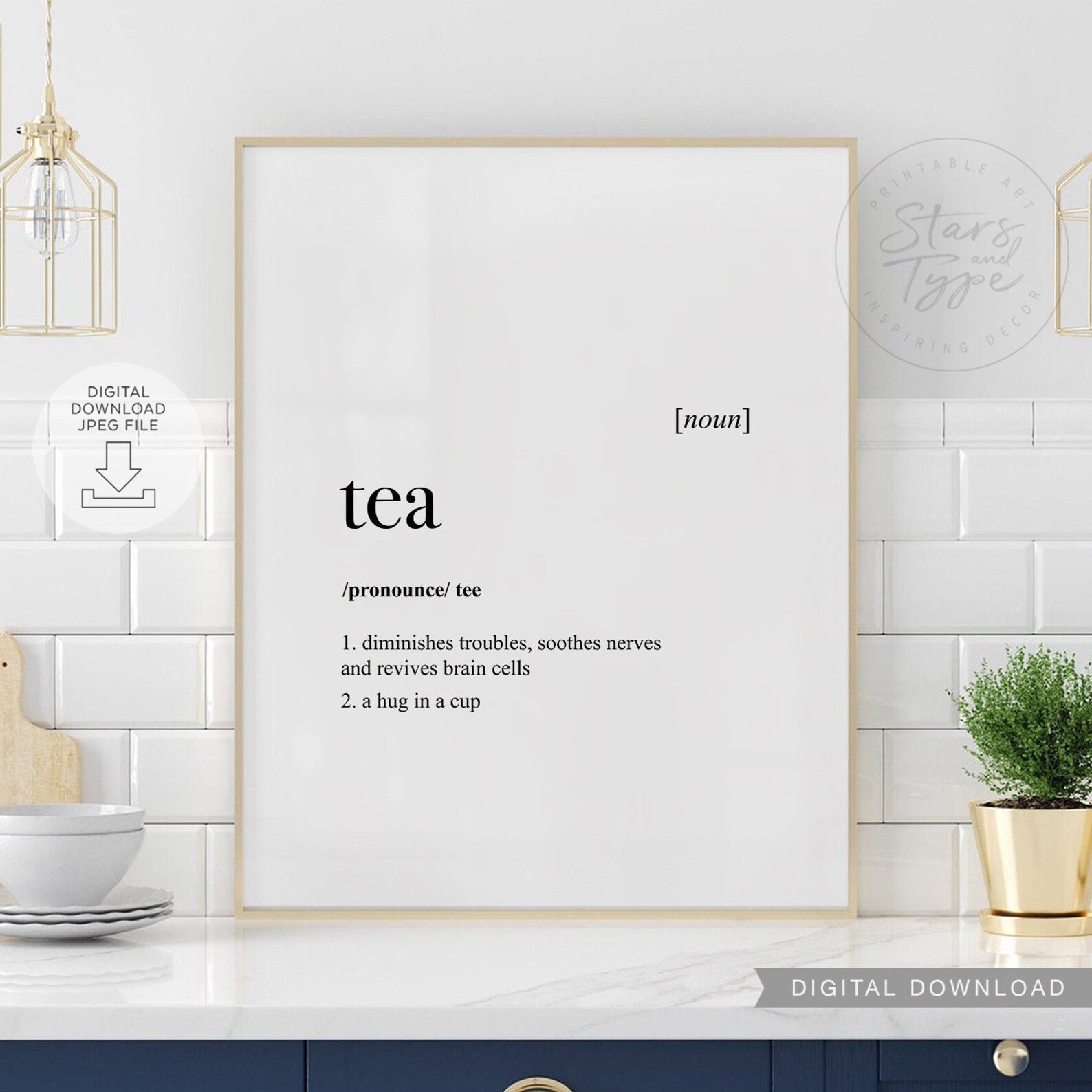 Tea Dictionary Definition Meaning PRINTABLE Art Kitchen - Etsy UK