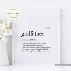 Godfather Definition, PRINTABLE Art, God Father Baptism Christening ...