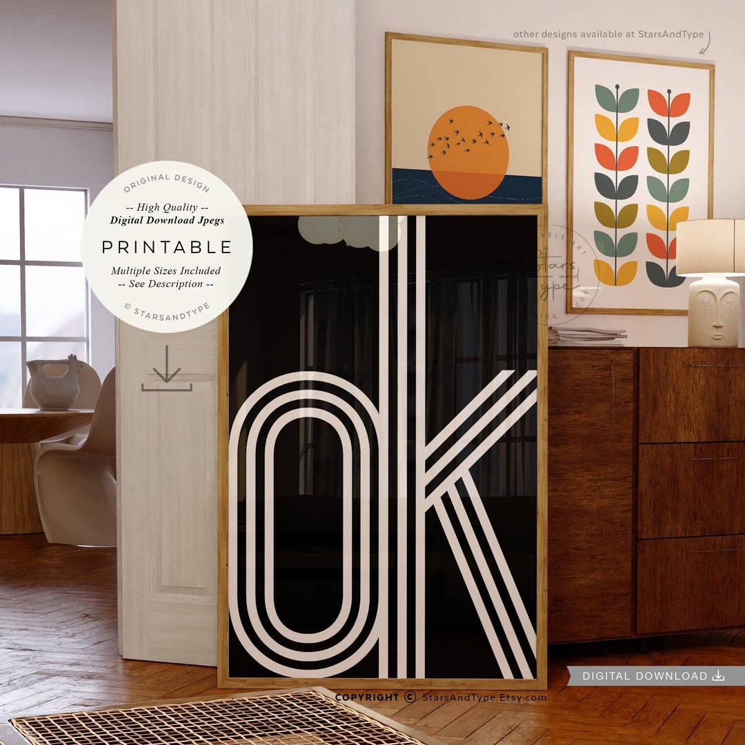 OK Art PRINTABLE, Okay, Bold Statement Gallery Wall Art, Modern Black ...