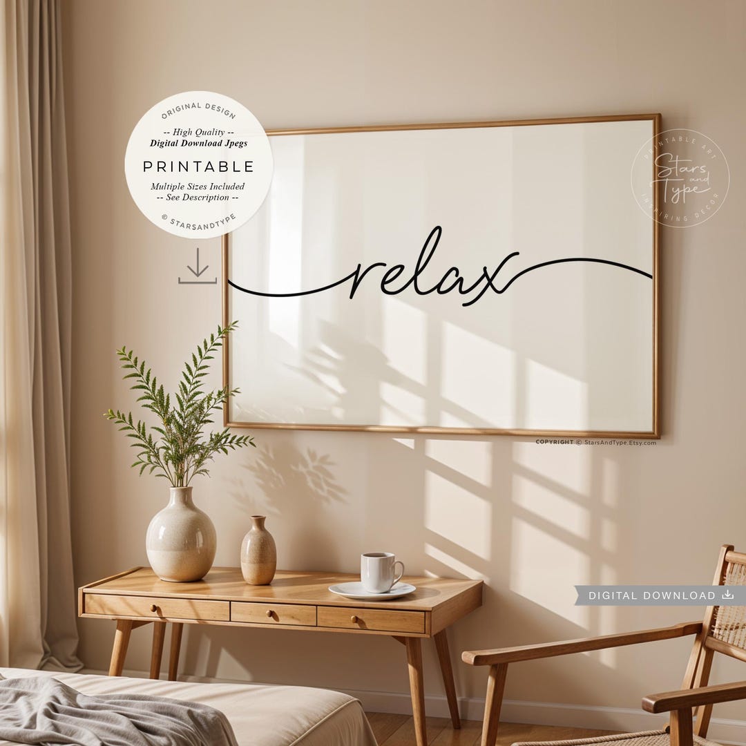 Relax PRINTABLE Wall Art, Be Calm Meditation Relaxation Bedroom ...