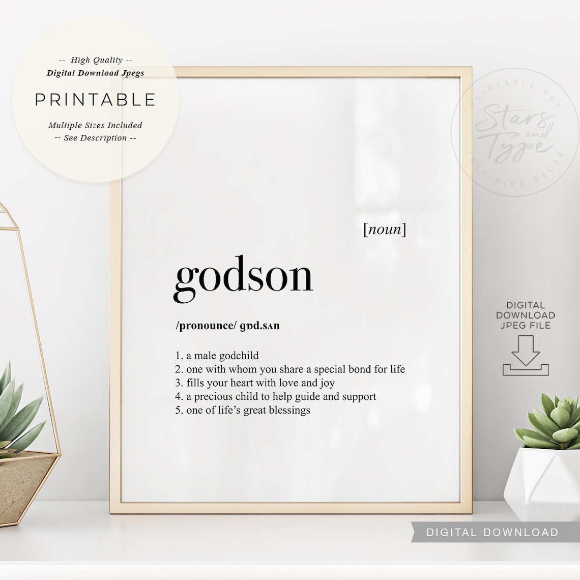 Godson Definition PRINTABLE Art Dictionary Meaning Special | Etsy