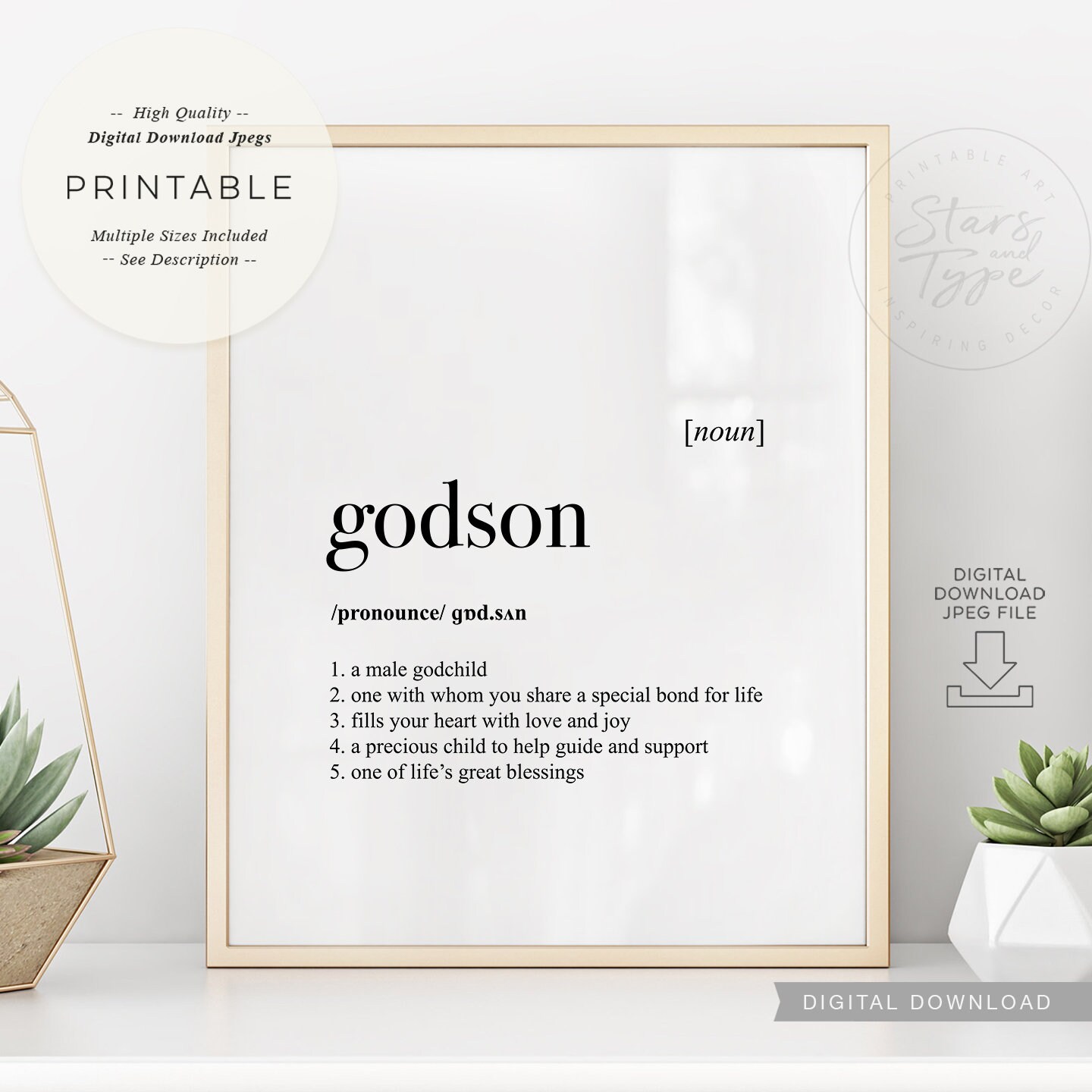 Godson Definition PRINTABLE Art Dictionary Meaning Special | Etsy