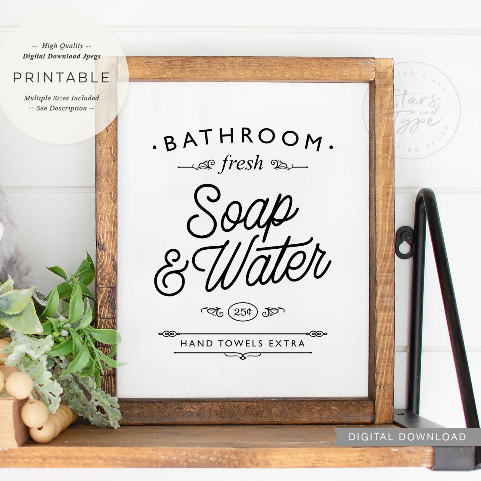 Fresh Soap and Water PRINTABLE Wall Art Bathroom Decor | Etsy