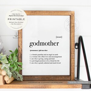 Godmother Definition, PRINTABLE Art Decor, Dictionary Meaning, Baptism ...