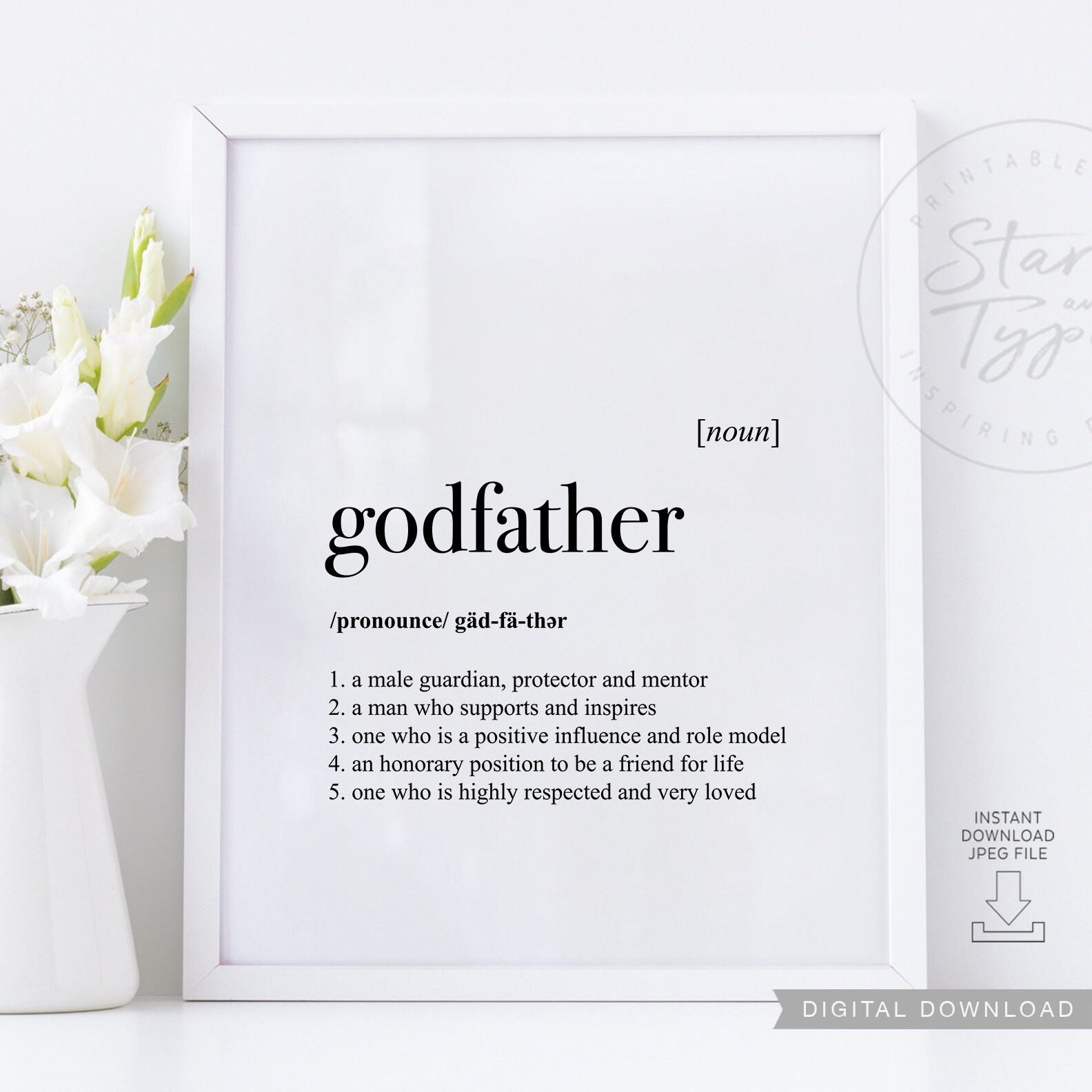 Godfather Definition PRINTABLE Art God Father Baptism | Etsy UK