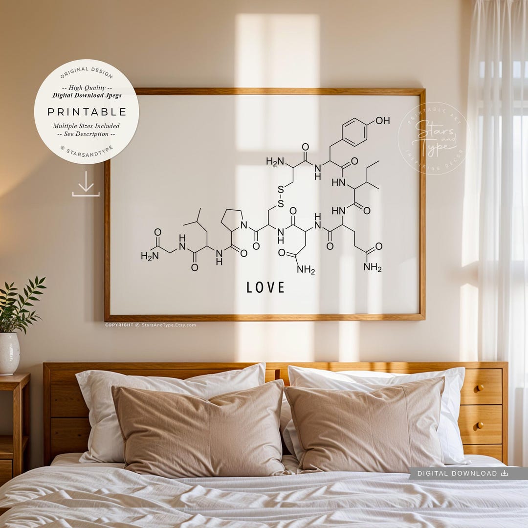 Love Molecule, PRINTABLE Wall Art, Oxytocin Molecule, Science Chemistry ...