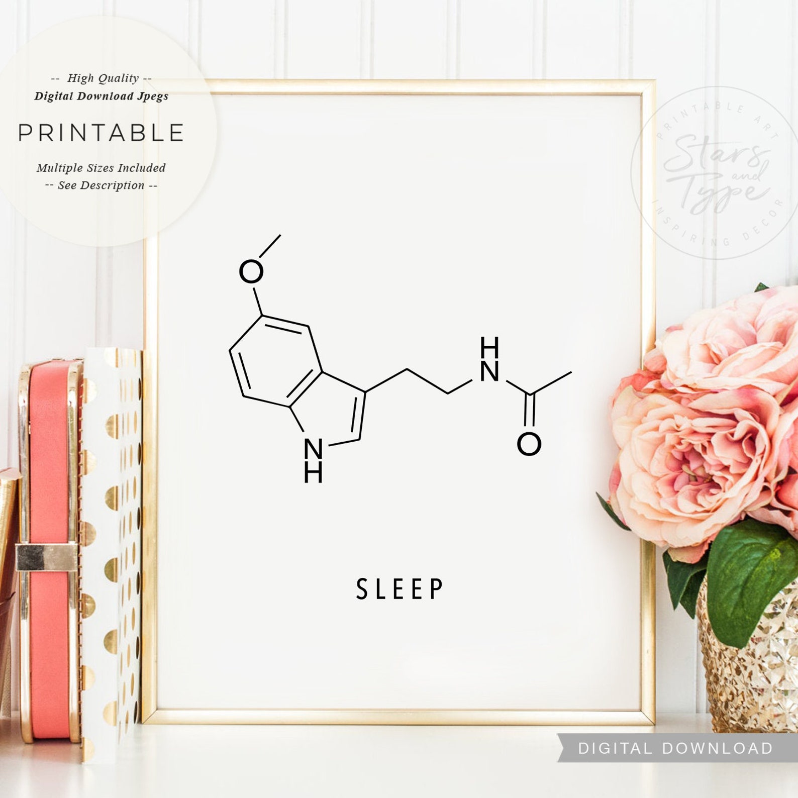 Sleep Melatonin Molecule PRINTABLE Wall Art Sweet Dreams - Etsy