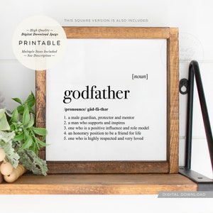 Godfather Definition, PRINTABLE Art, God Father Baptism Christening ...