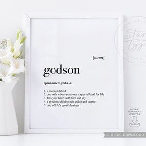 Godson Definition, PRINTABLE Art, Dictionary Meaning, Special Godchild ...