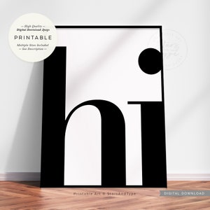 Hi PRINTABLE Wall Art Bold Statement Black Typography - Etsy
