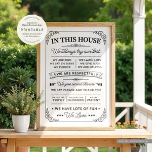 Family House Home Rules, PRINTABLE Wall Art, in This House We Love, We ...