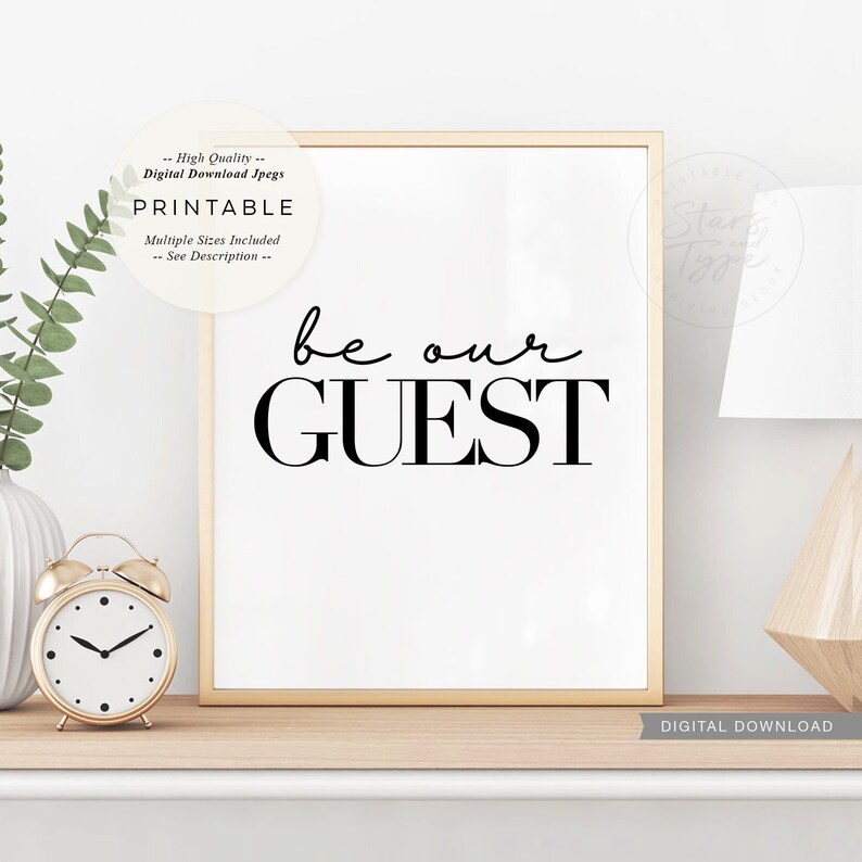 Be Our Guest PRINTABLE Wall Art Entranceway Welcome Sign | Etsy UK