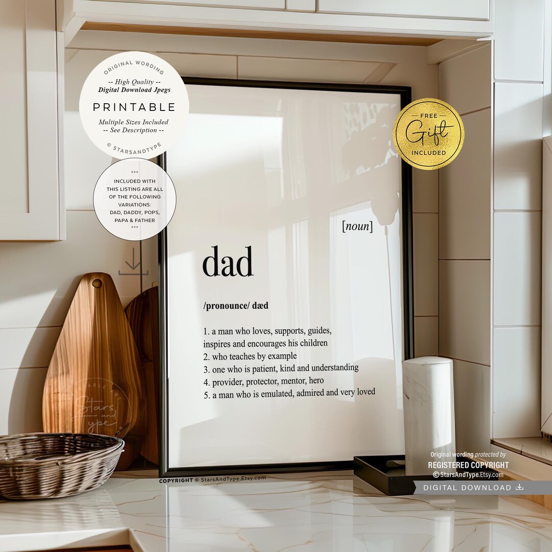 Dad Definition PRINTABLE Art, Pops Daddy Papa, Special Best Father ...