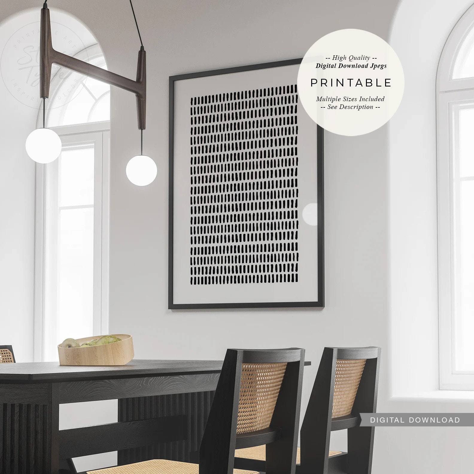 Abstract Black Lines Pattern PRINTABLE Wall Art Boho Modern - Etsy