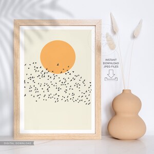 Flock of Birds PRINTABLE Art Flying Birds Over Sun Rise | Etsy
