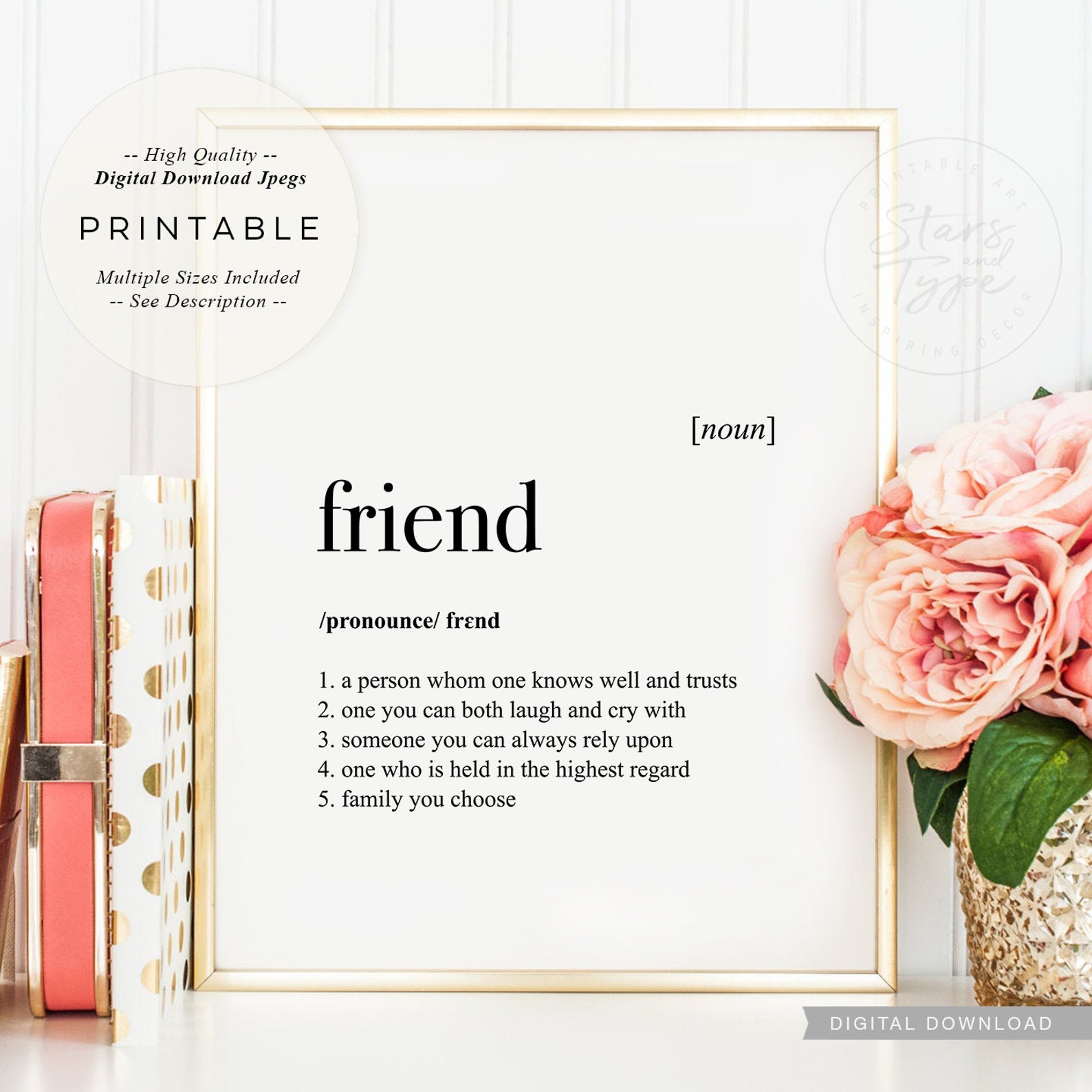 Friend Dictionary PRINTABLE Art Definition Meaning Special - Etsy UK