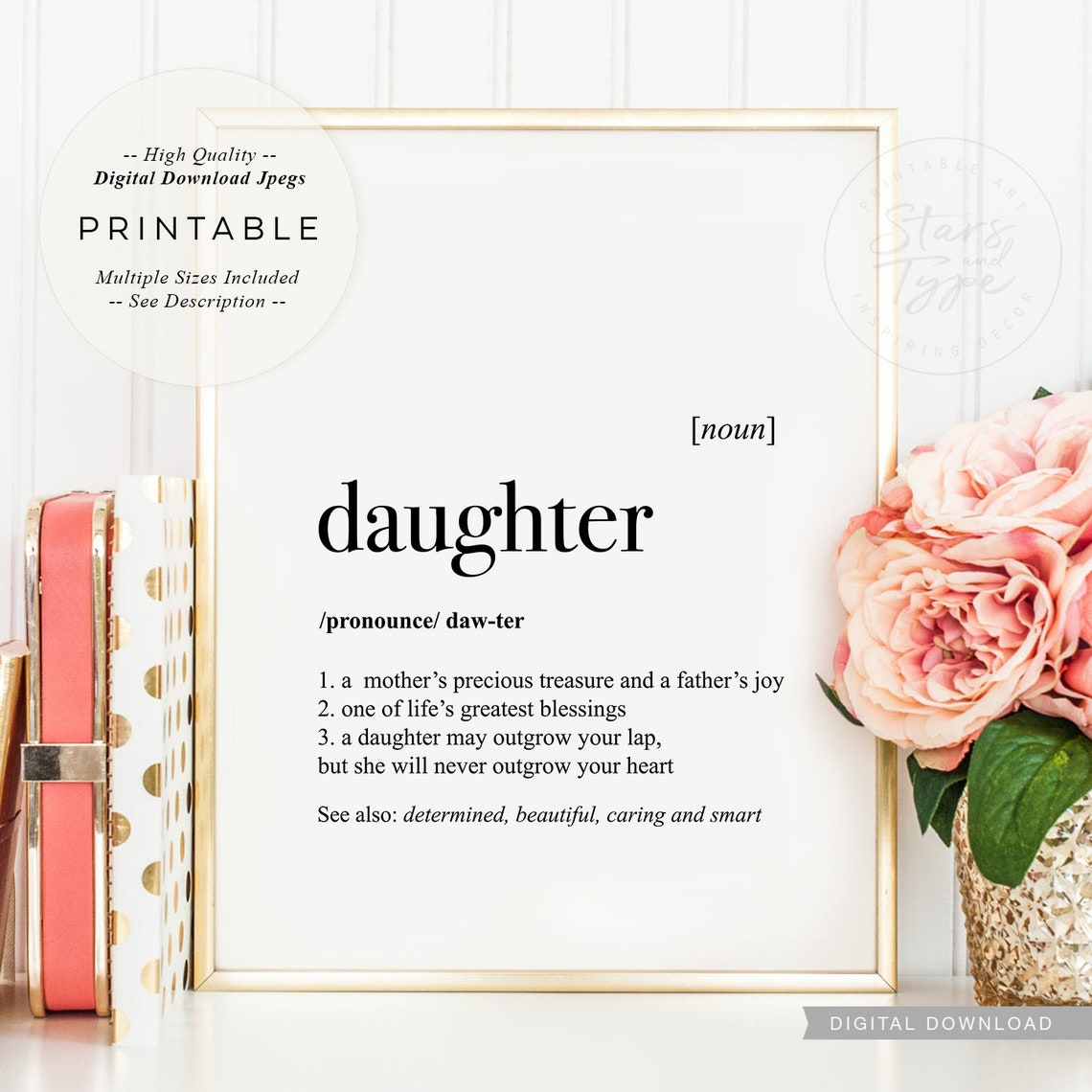 Daughter Definition PRINTABLE Art Special Birthday Gift - Etsy UK