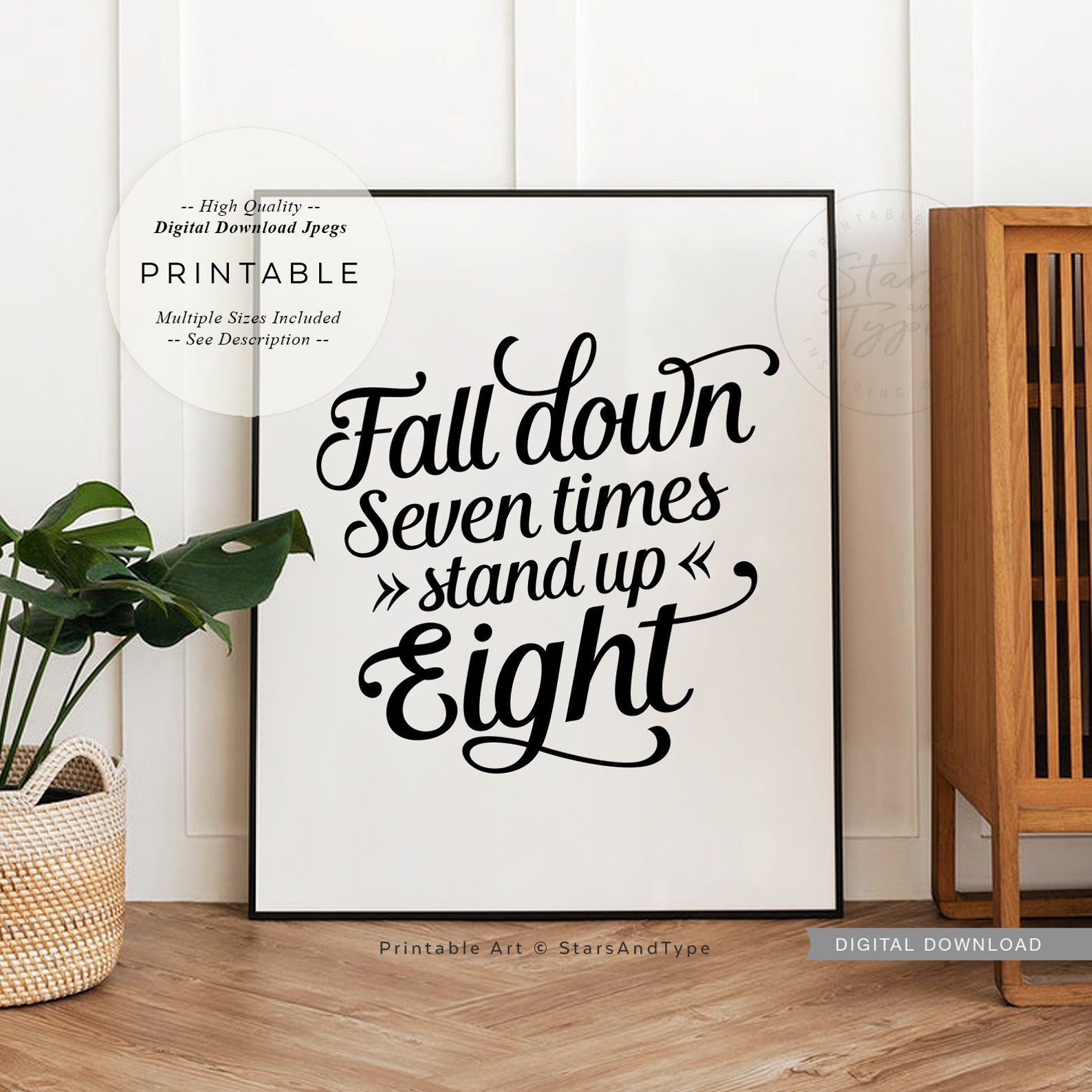 Fall Down Seven Times Stand up Eight PRINTABLE Art - Etsy UK