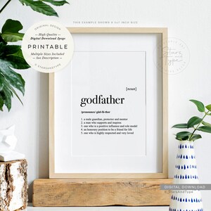 Godfather Definition, PRINTABLE Art, God Father Baptism Christening ...