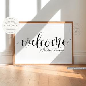 Welcome to Our Home, PRINTABLE Wall Art, Family Home Welcome Sign ...