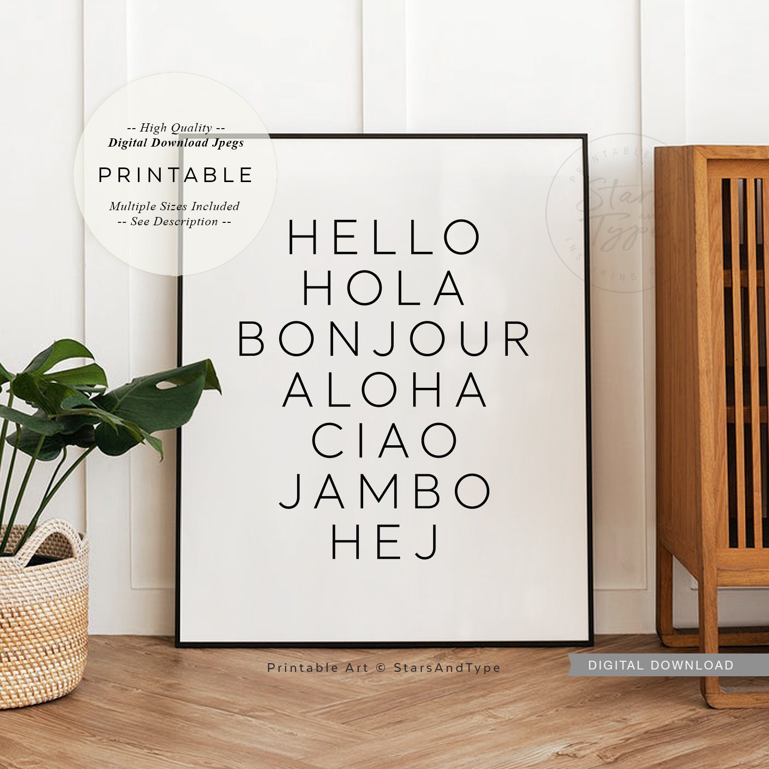 Hello Languages Greetings Bonjour Hej Ciao Hola Jambo | Etsy UK