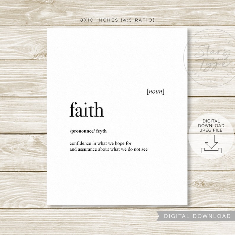 Faith Definition PRINTABLE Art Dictionary Meaning Hope | Etsy