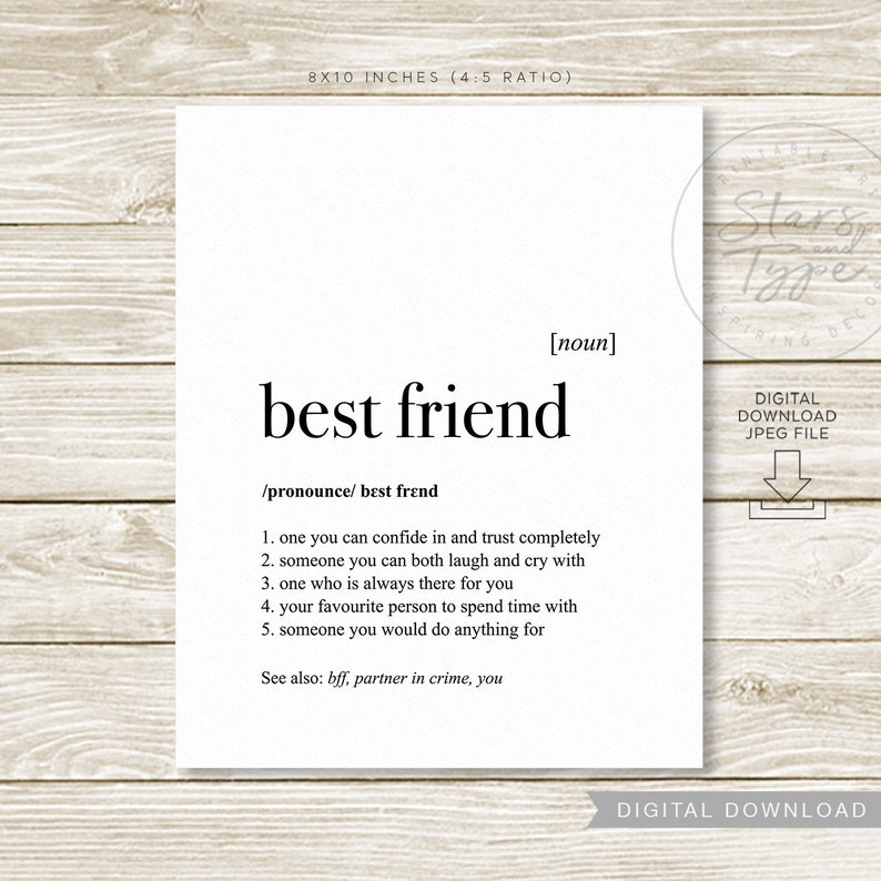 Best Friend Dictionary Definition PRINTABLE Art Special | Etsy