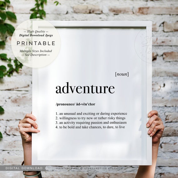 Adventure Dictionary Definition Meaning PRINTABLE Art - Etsy
