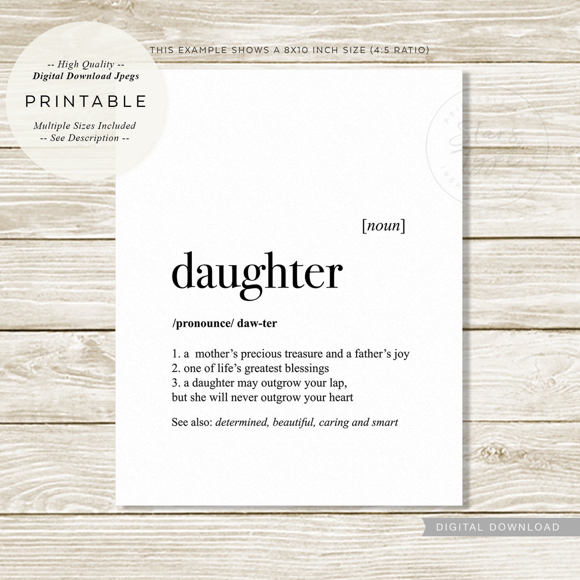 Daughter Definition PRINTABLE Art Special Birthday Gift - Etsy UK